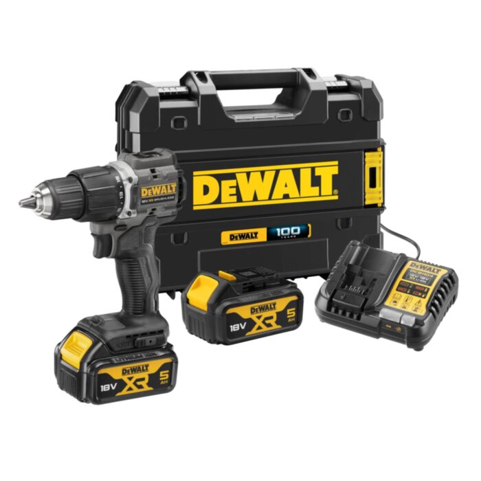 Dewalt 18v XR Brushless Compact Combi Drill 2x 5ah Batts Charger Case